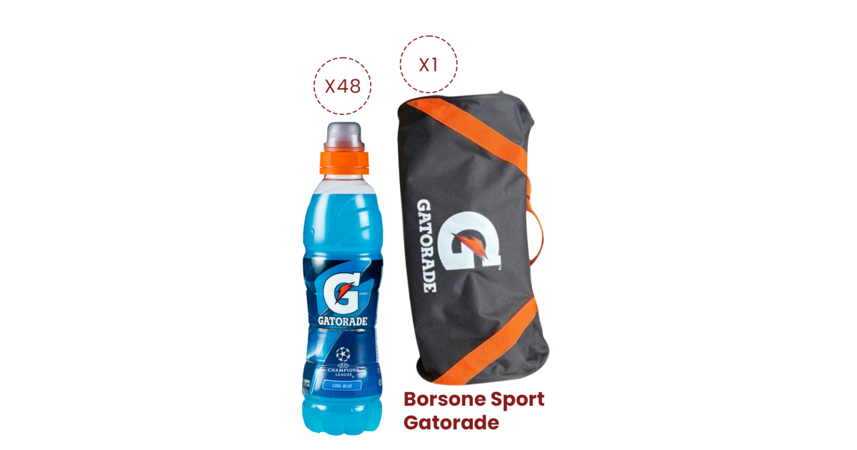 KIT Gatorade cool blue 0,50l - Conf. 48 pz + BORSONE - Gatorade ...